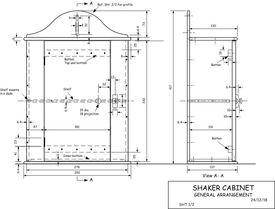Shaker Hanging Cabinet with a much better drawing – Eclectic Mechanicals